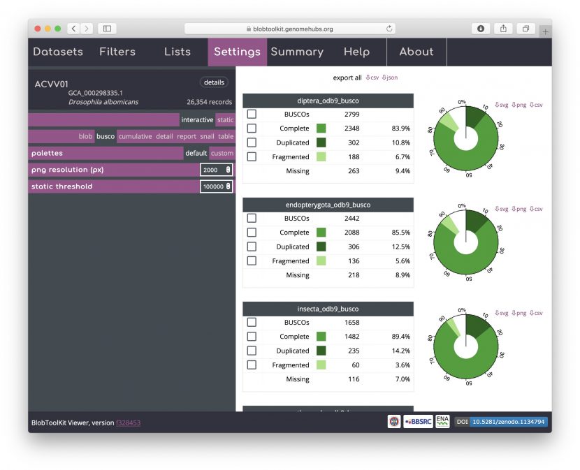 Exploring views – BlobToolKit