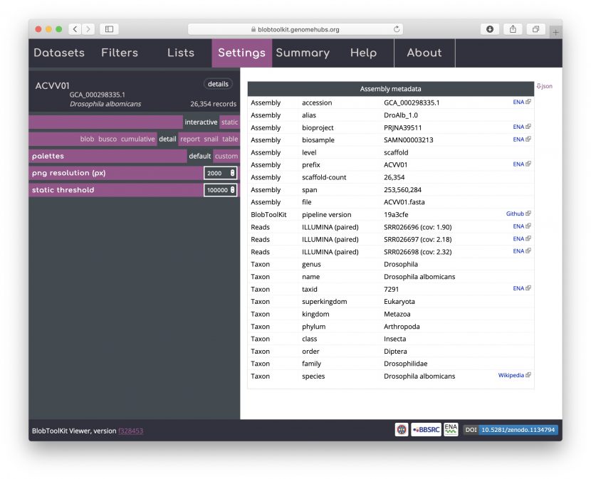 Exploring views – BlobToolKit
